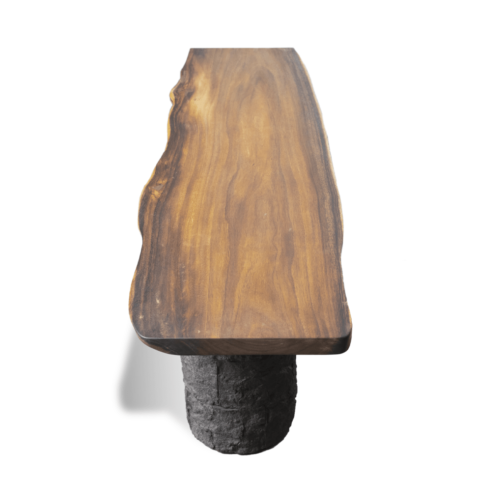 Buy Live Edge Wooden Stony Pillar Bench